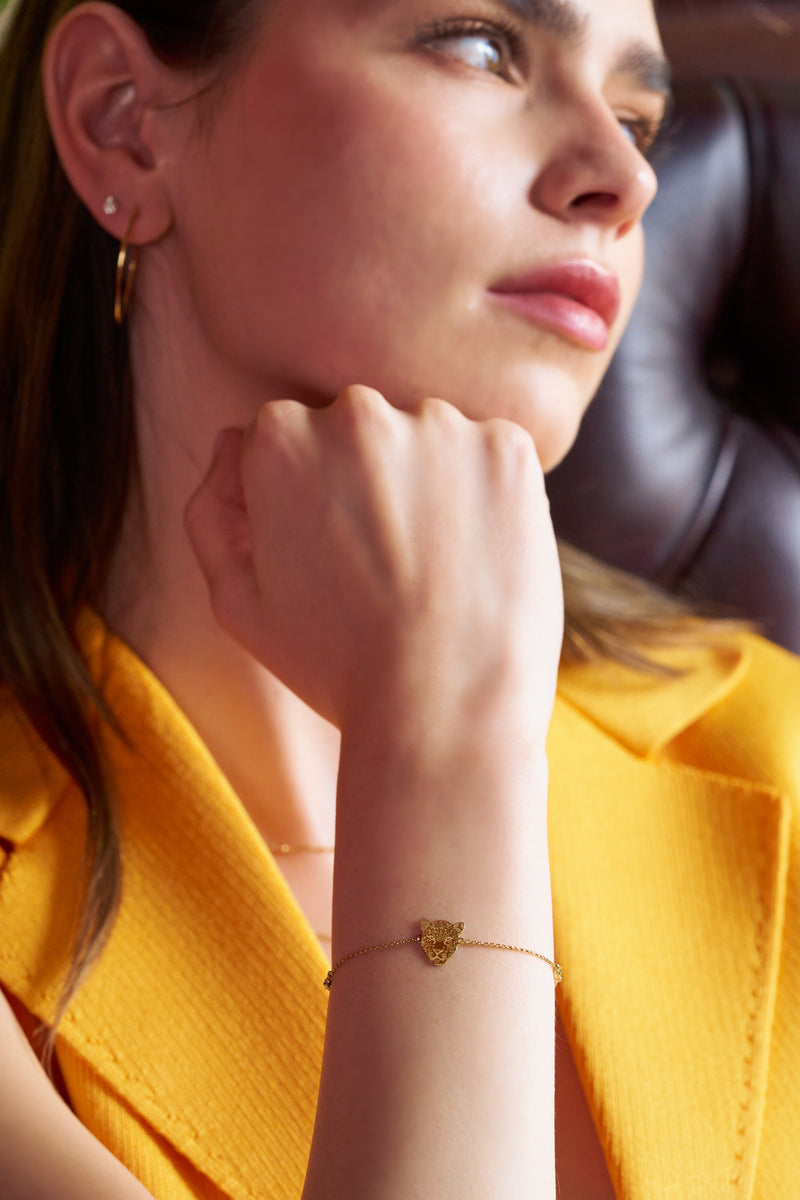 Gold Leopard Bracelet with Jade, 18k Gold | Solio Jewellery
